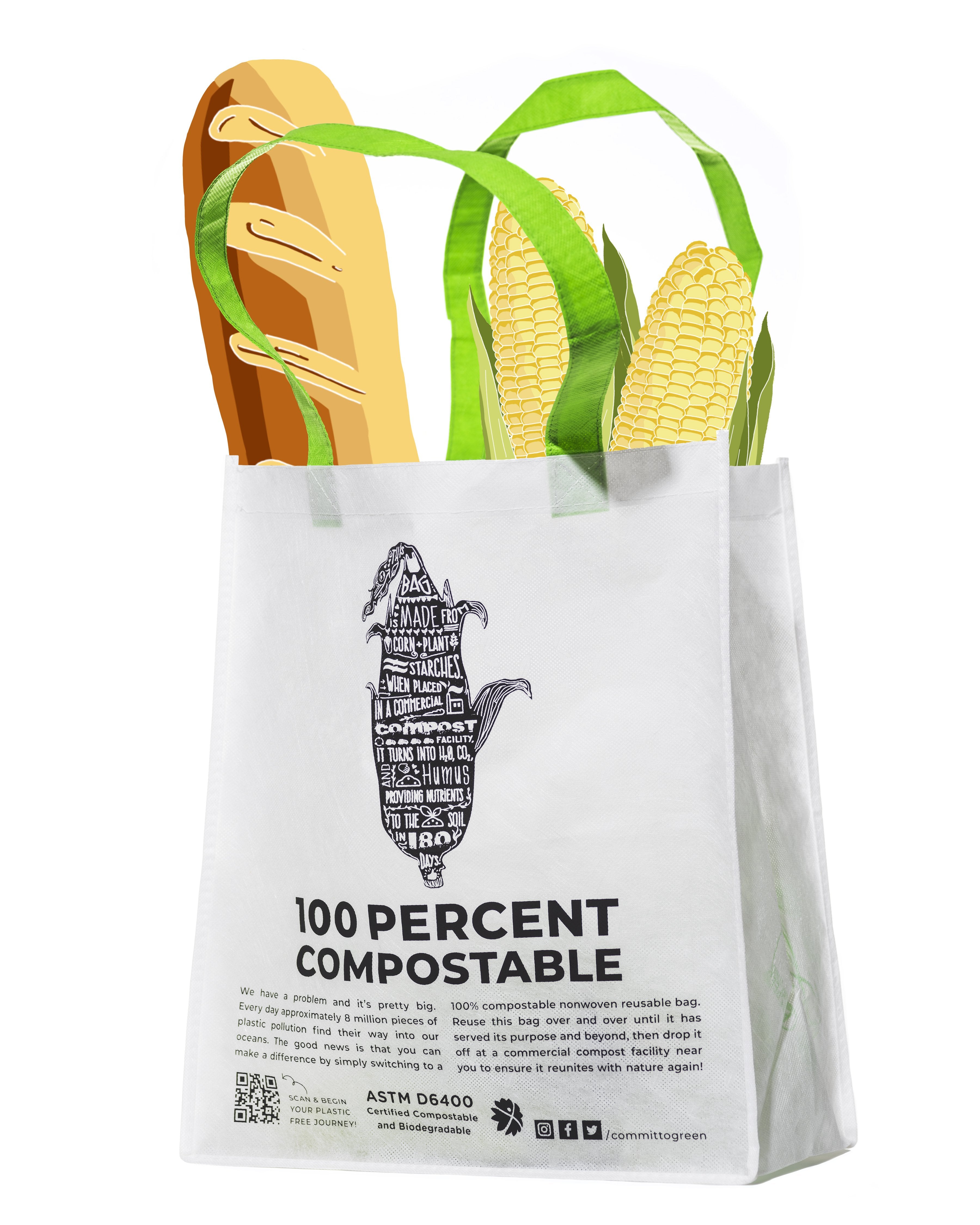 Compostable Non-Woven Reusable Bag Set of 25 Bags